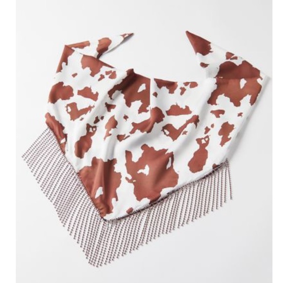 Urban Outfitters | Accessories | Rhinestone Tassel Silky Cow Scarf ...